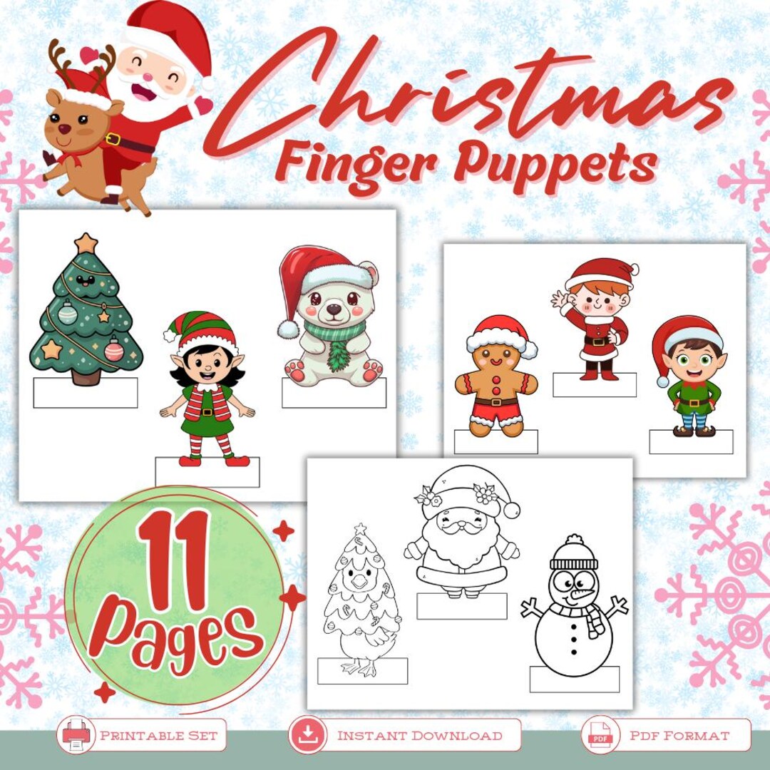 Christmas Finger Puppets – Santa, Elf, Snowman, Gingerbread, Penguin ...