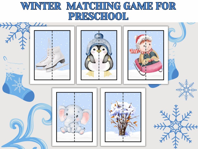 Winter Matching Game – Printable Preschool Puzzle & Christmas Activity ...