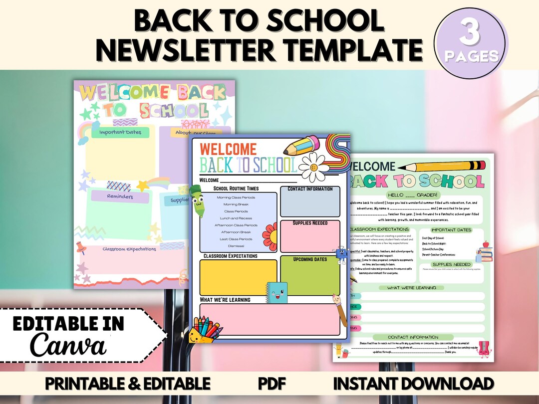 Editable Back to School Newsletters, Printable Classroom Welcome Letter ...