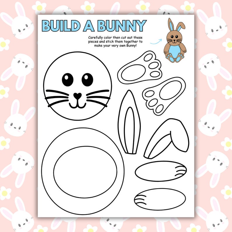 Build a Bunny Craft, Cut & Glue Activity, Printable Cut and Paste ...