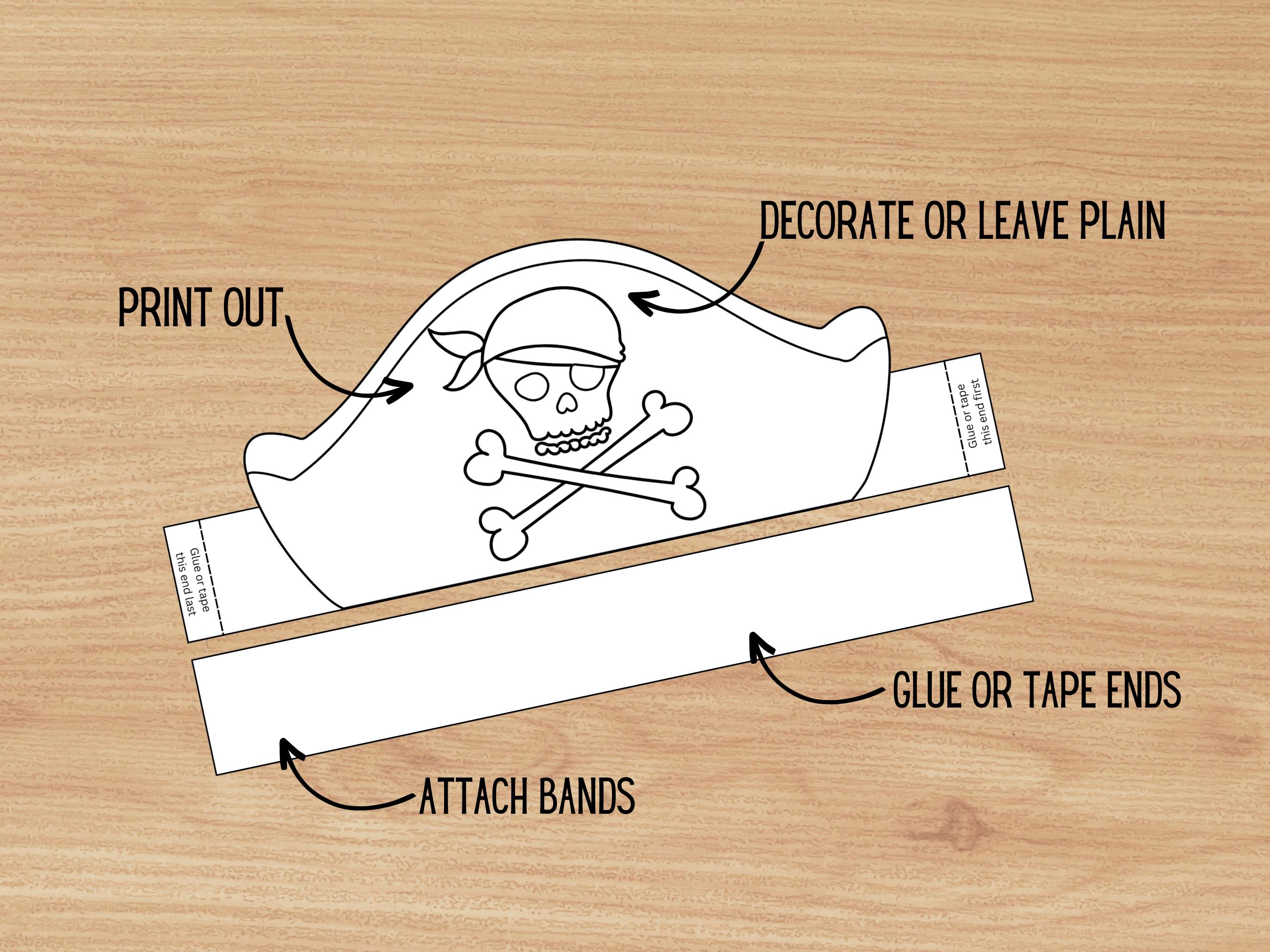 Pirate Hat Paper Crown Template, Printable Paper Crown, Pirate Coloring ...