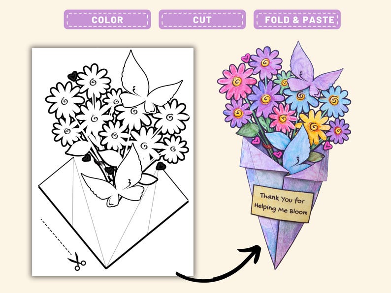 Printable Teacher Appreciation Craft, Flower Bouquet Activity for Kids ...