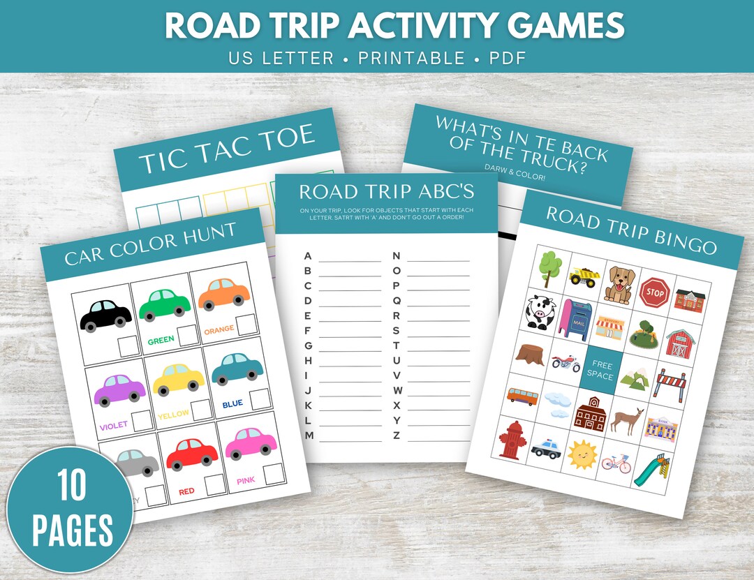 Road Trip Activity Games, Family Vacation Games, Kids Printable Games ...