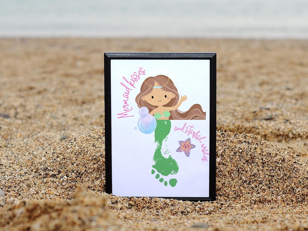 Mermaid Tail Handprint Craft, Under the Sea Footprint Art, Memory ...