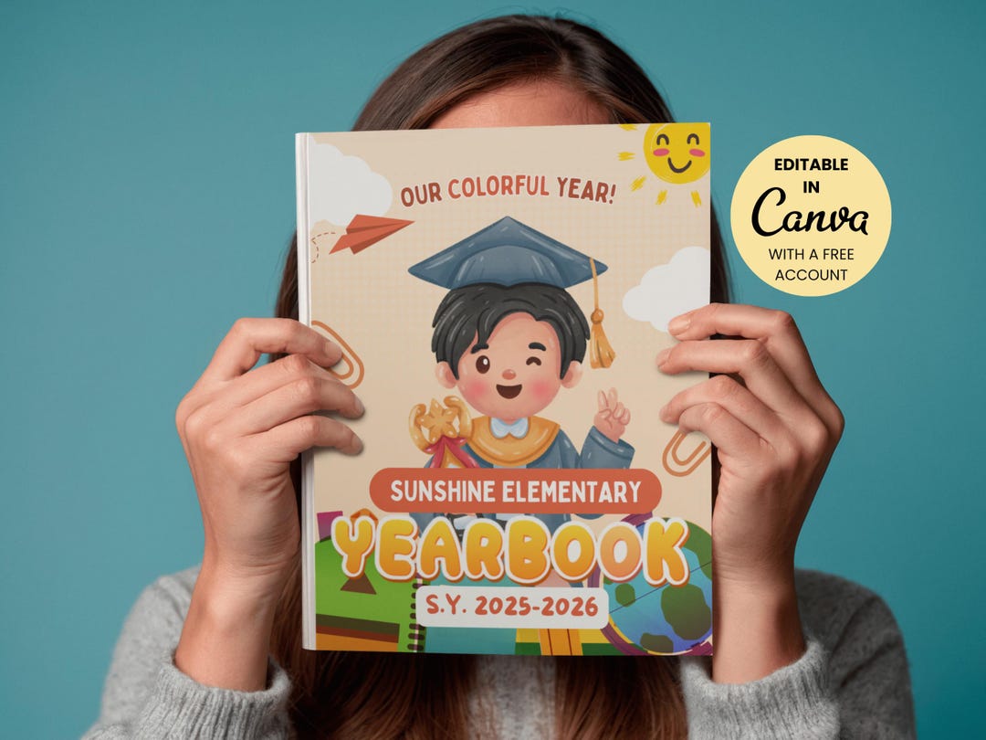 Elementary Yearbook Template for Schools | Editable Student Memory ...