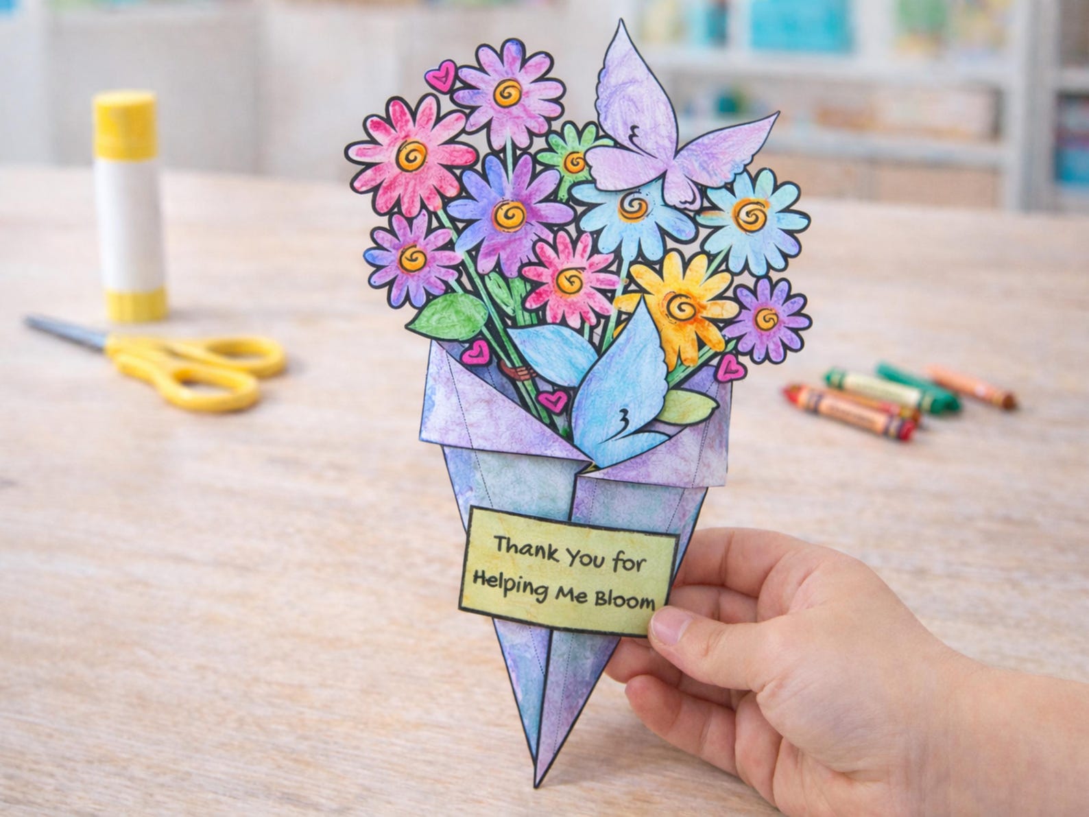 Printable Teacher Appreciation Craft, Flower Bouquet Activity for Kids ...