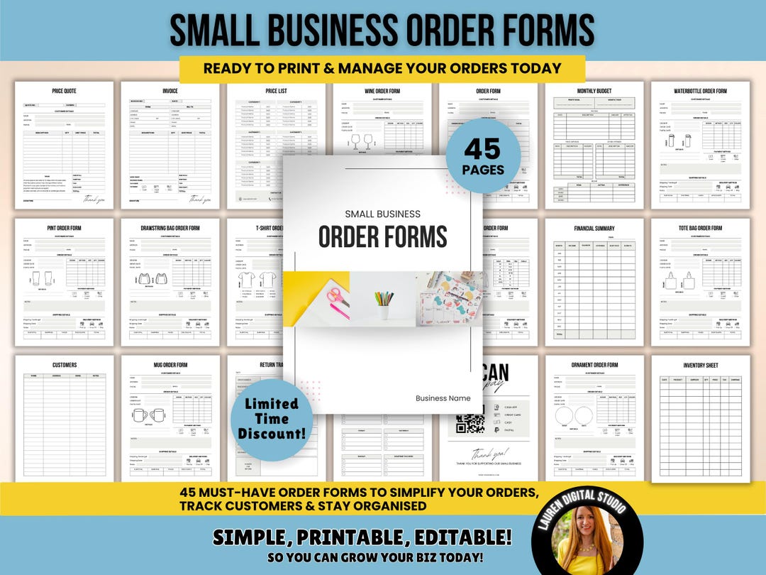 Small Business Order Form Canva Template, Printable Order Forms Bundle ...