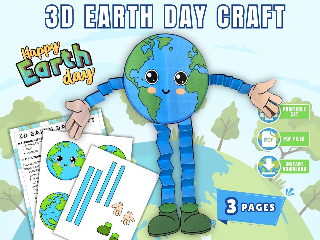 3D Earth Day Craft for Kids, Earth Day Craft for Preschool, Earth Day ...