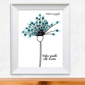 Fingerprint Dandelion Art Craft, Wishes Handprint Craft, Keepsake DIY ...
