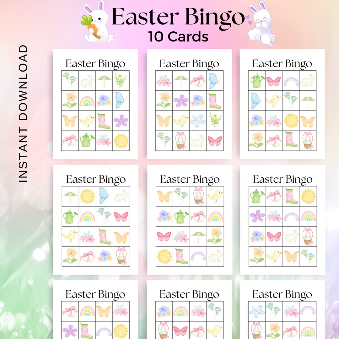 Easter Bingo Cards for Kids and Adults, Printable Easter Games, Easter ...