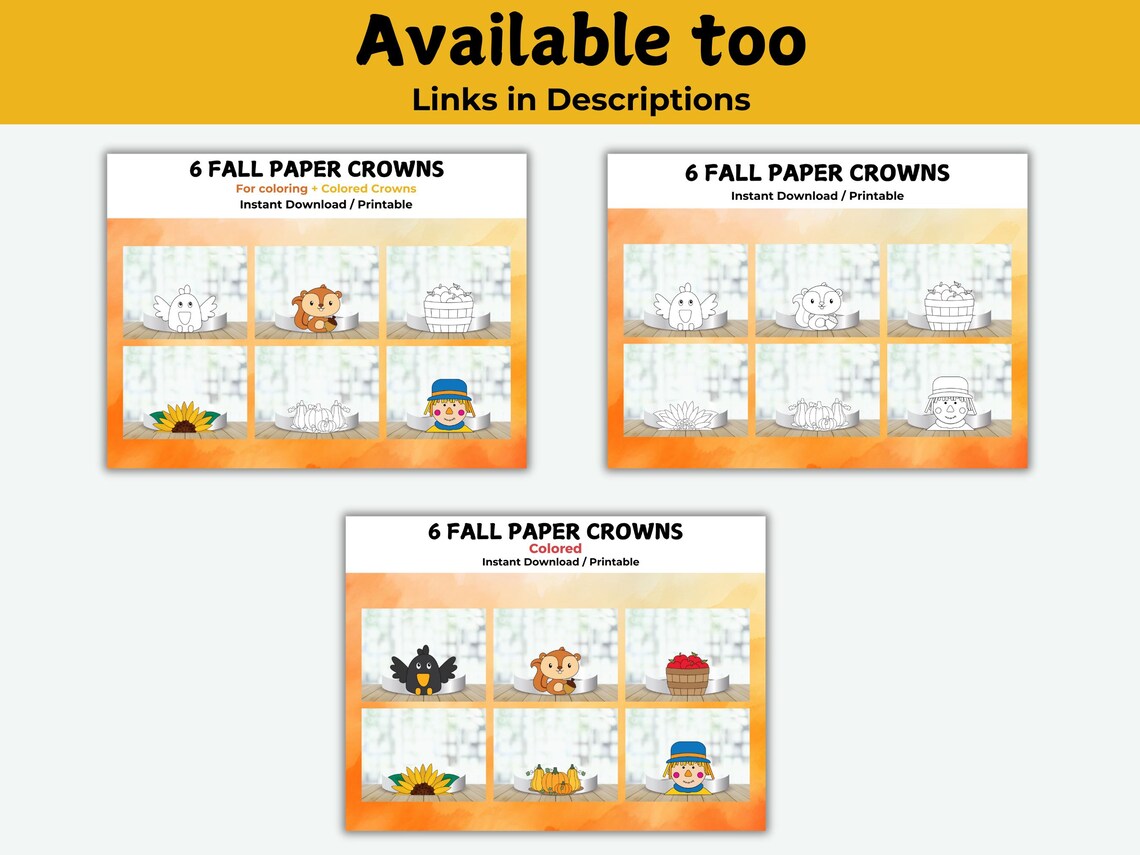 Basket of Apples Paper Crown, Thanksgiving Autumn Fall Party Coloring ...