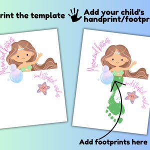 Mermaid Footprint Art, Mermaid Tail Handprint Craft, Under the Sea ...