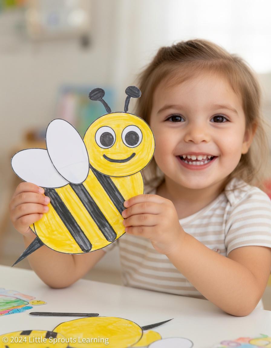 Build a Bee Cut & Paste Kid Craft, Bee Craft Printable Template, Bee ...