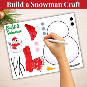 Build a Snowman Craft, Winter Kids Craft, Christmas Activity Printable ...