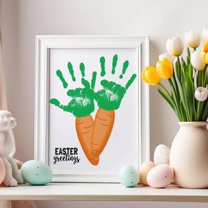 Easter Carrot Handprint Art, Handprint Craft, Easter Greetings, Baby ...