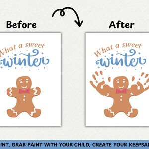 Gingerbread Man Handprint Art, Printable Winter Handprint Craft ...