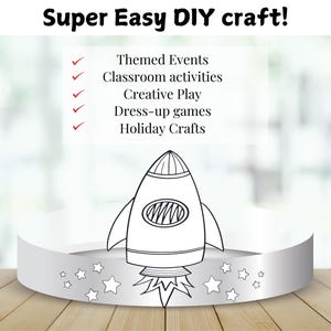 Spaceship Paper Crown Template, Printable Paper Crown, Space Coloring ...