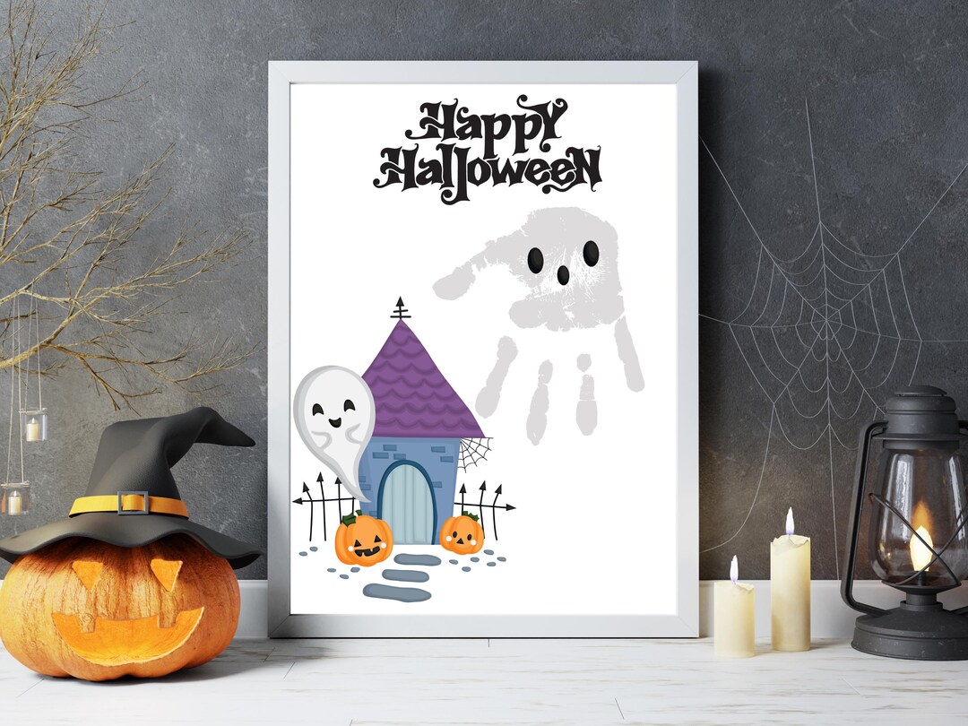 Halloween Handprint Art, Ghost Handprint Craft, Toddler Halloween Kids ...