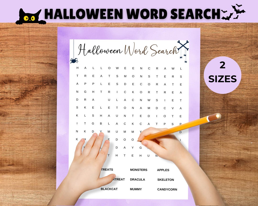 Halloween Word Search Game, Printable Halloween Spooky Game, Halloween ...