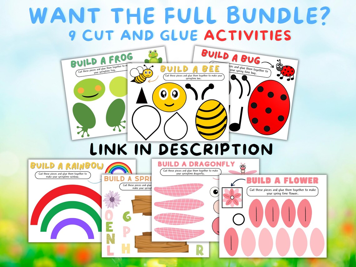 Spring Cut and Glue Activity Printable, Build a Bug Preschool Craft ...