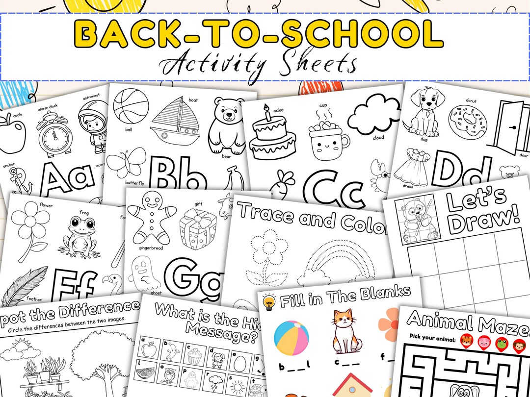 Back to School Activity Sheets, Trace and Color Worksheets, Back to ...