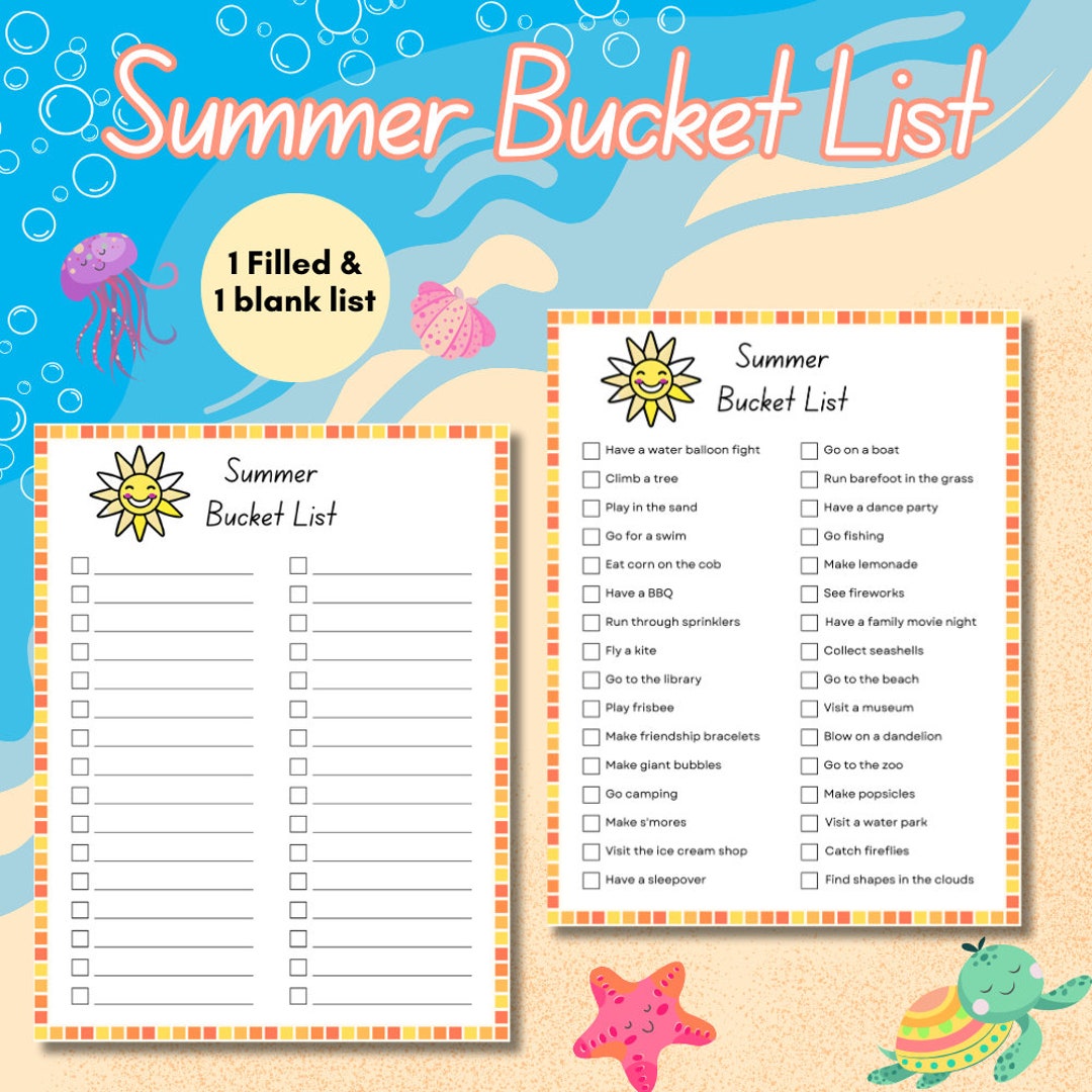 Summer Bucket List, Summer Checklist, Summer to Do List, Summer ...