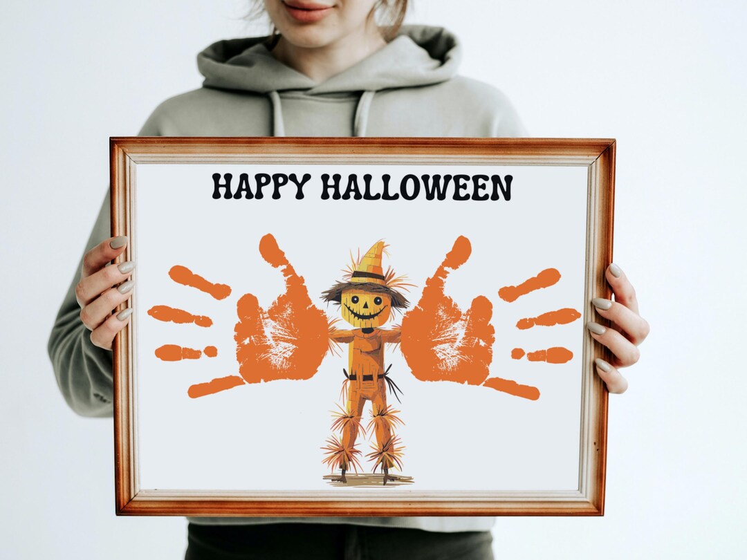 Scarecrow Handprint Art Craft, Printable Halloween Craft, Baby First ...