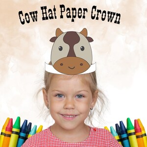 Cow Paper Hat Crown Craft, Cow Coloring Craft Paper Crown Template ...