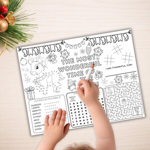Printable Christmas Activity Placemat, Christmas Coloring Page ...