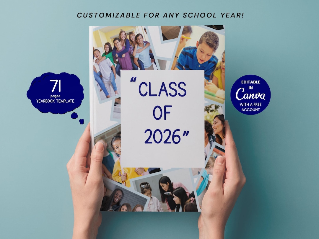 Class of 2026 Primary School Yearbook Template, Editable Memory Book ...