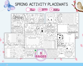 Spring Activity Placemats, Printable Kids Activity Sheets (PDF) - Etsy