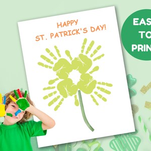 Clover Shamrock Handprint Art, St Patrick's Day Handprint Craft ...