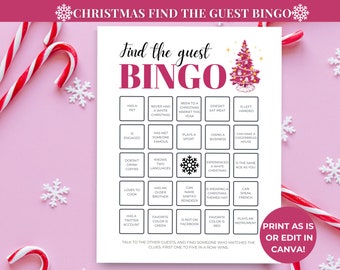 Find the Guest Christmas Party Game, Christmas Bingo Printable, Holiday ...