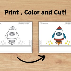 Spaceship Paper Crown Template, Printable Paper Crown, Space Coloring ...