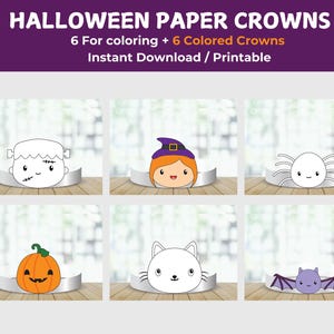 Halloween Paper Crown Bundle, Witch Crown, Frankenstein Headband ...
