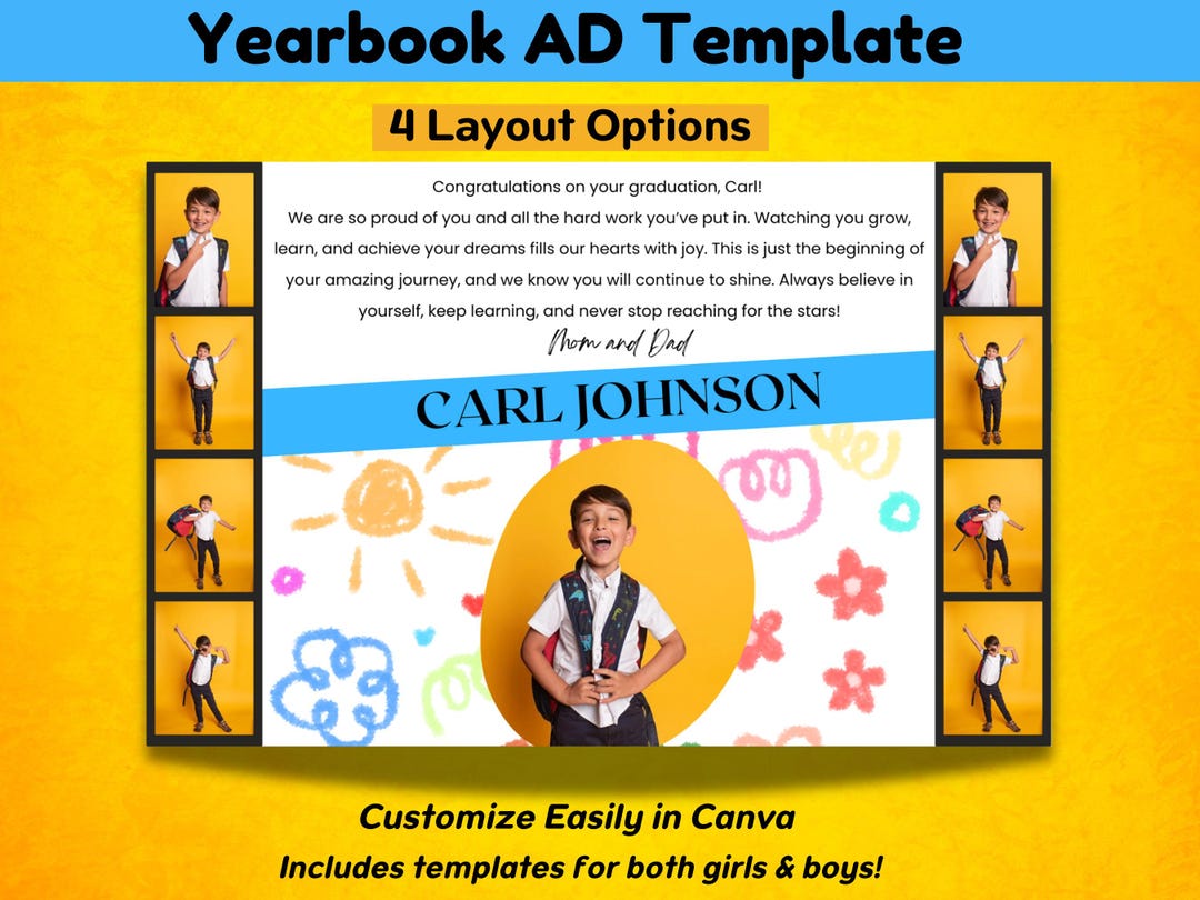 Elementary Yearbook Ad Template, 5th Grade Yearbook Ad Layout ...
