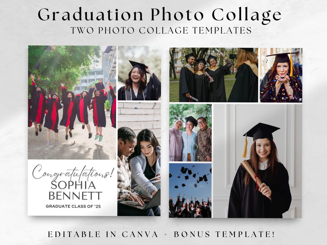 Graduation Photo Collage Template Set, Graduation Welcome Sign ...