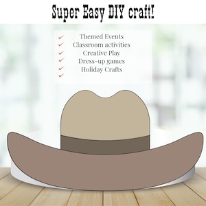 Cowgirl Hat Paper Crown, Kids Coloring Craft, Cowgirl & Cowboy Activity ...