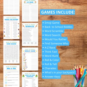 Back to School Printable Games Bundle, First Day of School Classroom ...