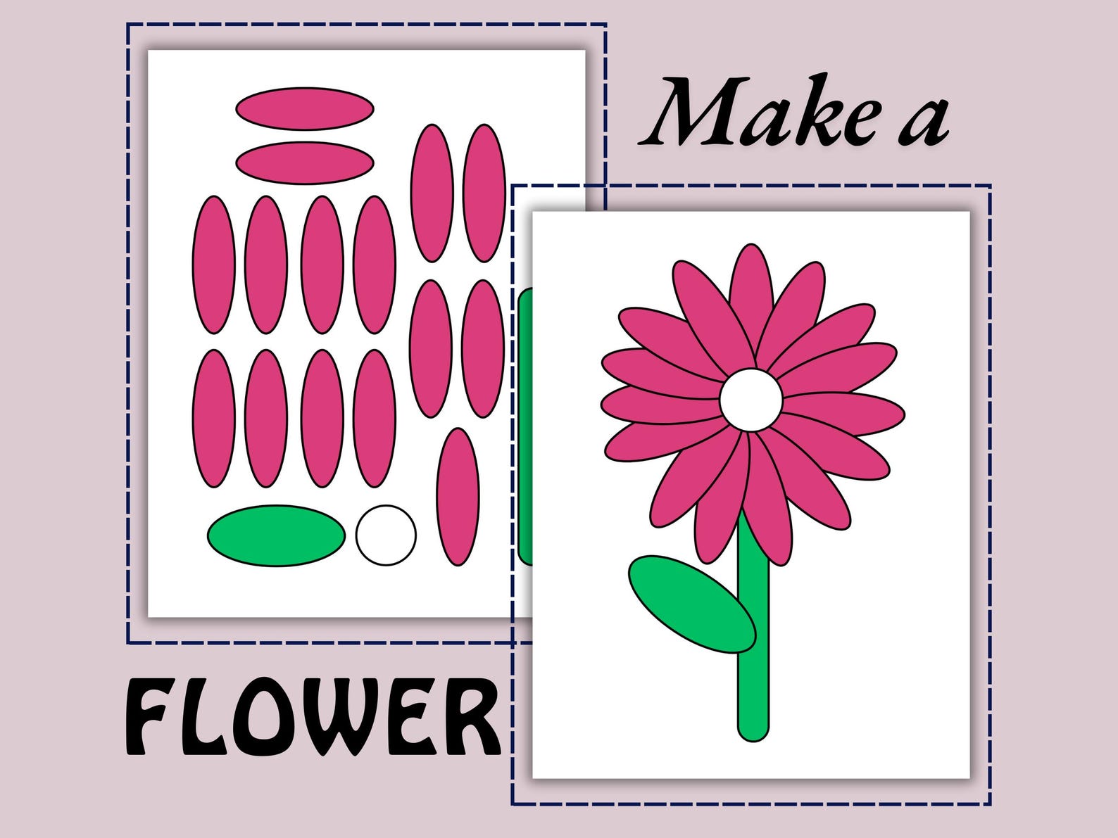 Build a Flower Cut & Paste Kid Craft, Flower Craft Printable Template ...