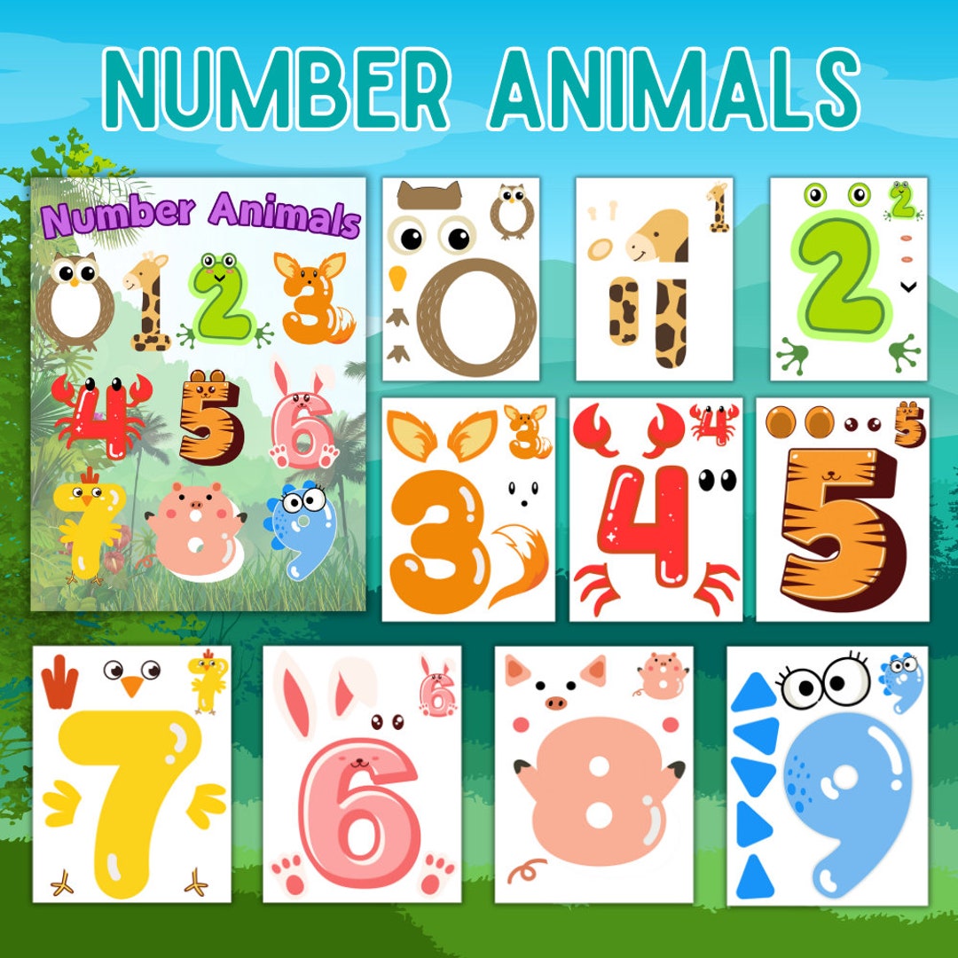 Animal Number Preschool Flashcards, Animal Number Crafts, Printable ...