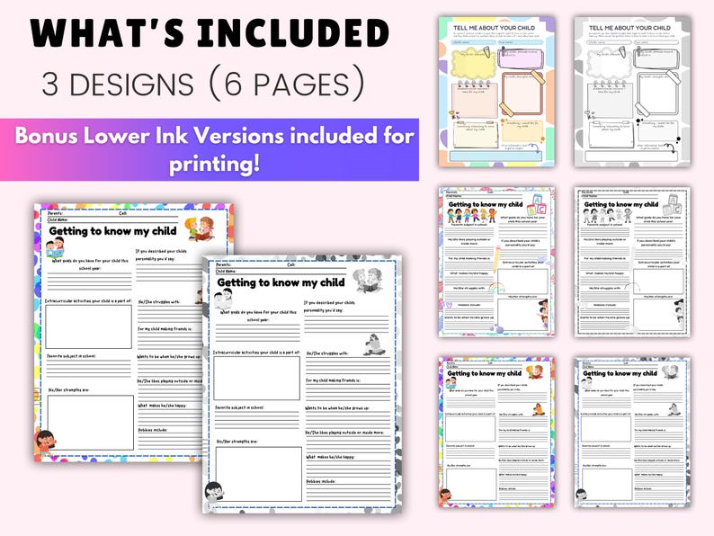 Getting to Know Your Child Printable, Back to School Form, Parent ...