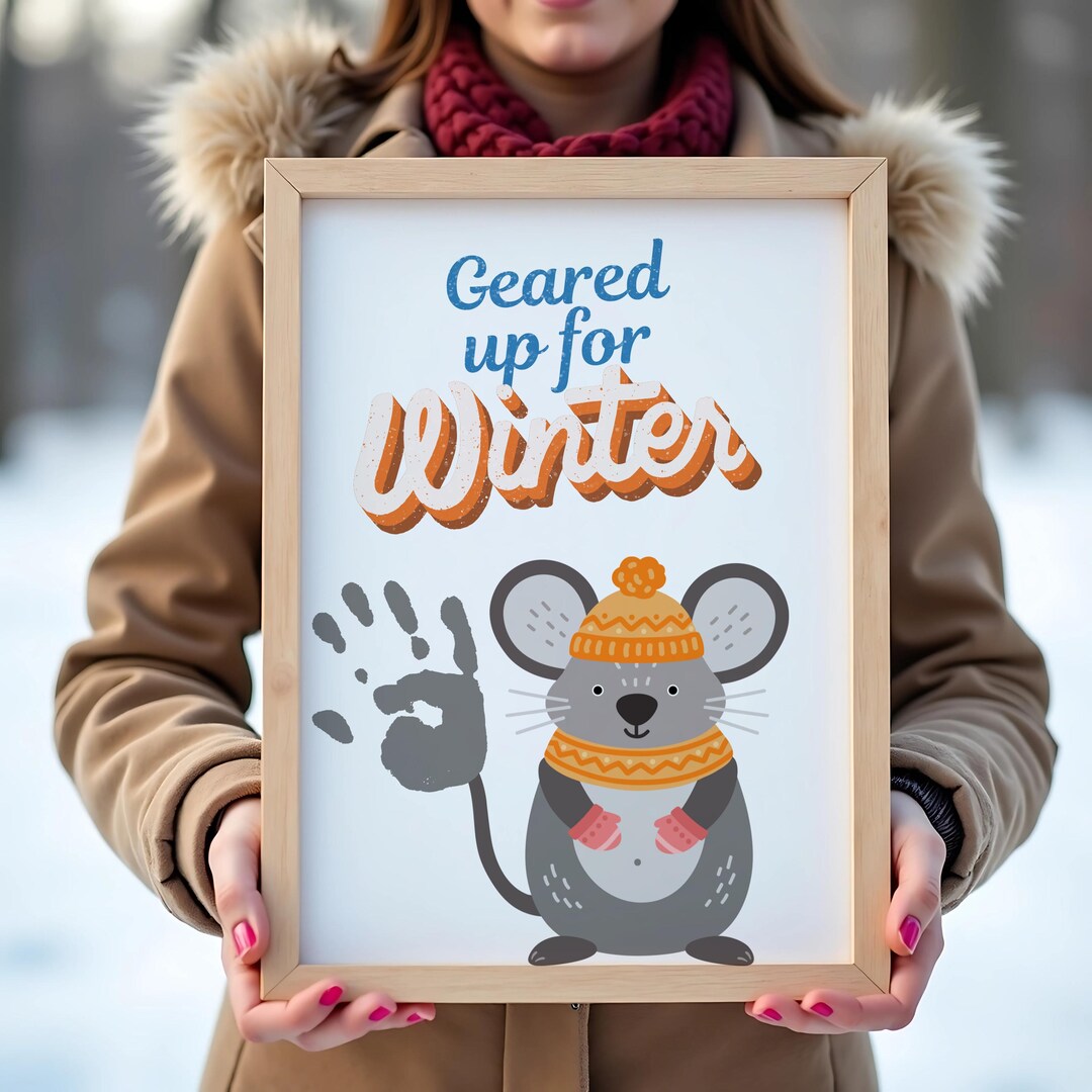 Winter Handprint Craft Template, Mouse Handprint, Printable Winter ...