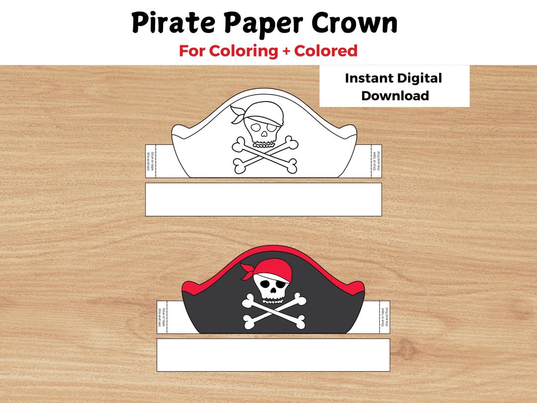Pirate Hat Paper Crown Template, Printable Paper Crown, Pirate Party ...