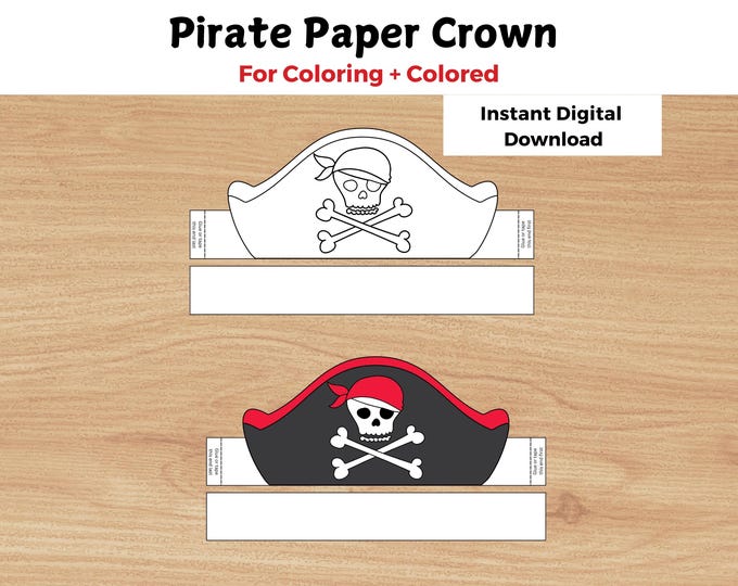 Pirate Paper Crown Printable Pirate Hat Paper Crown Pirate Hat Headband ...