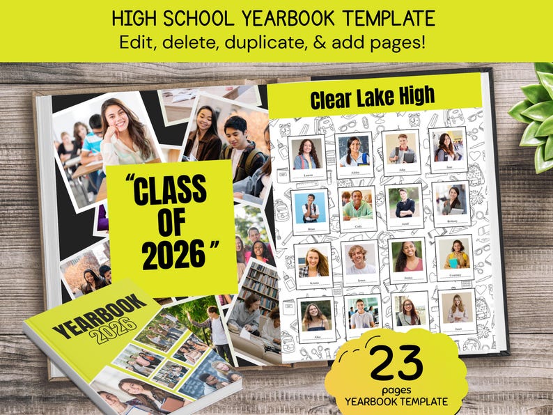 Class of 2026 Yearbook Template, Editable Senior Yearbook Layout, High ...