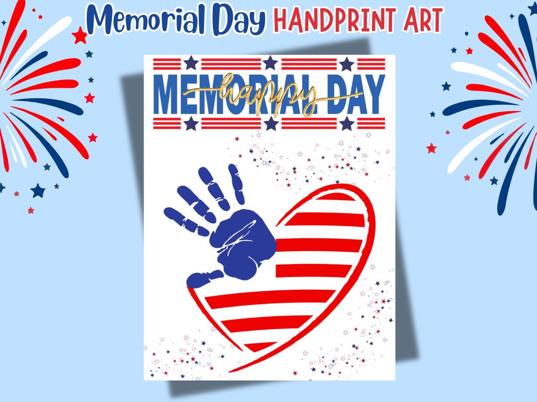 Happy Memorial Day Handprint Craft, Patriotic Handprint Art Keepsake ...