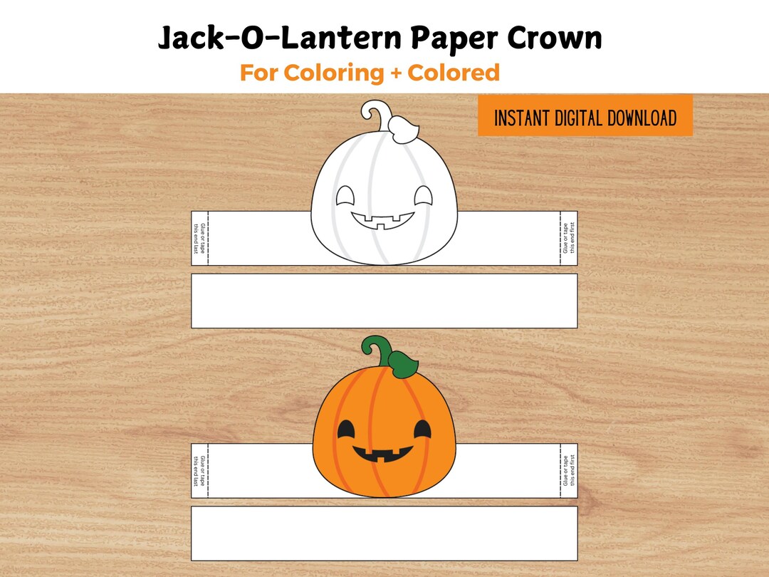Jack-o-lantern Paper Hat, Halloween Printable Paper Crown, Halloween ...
