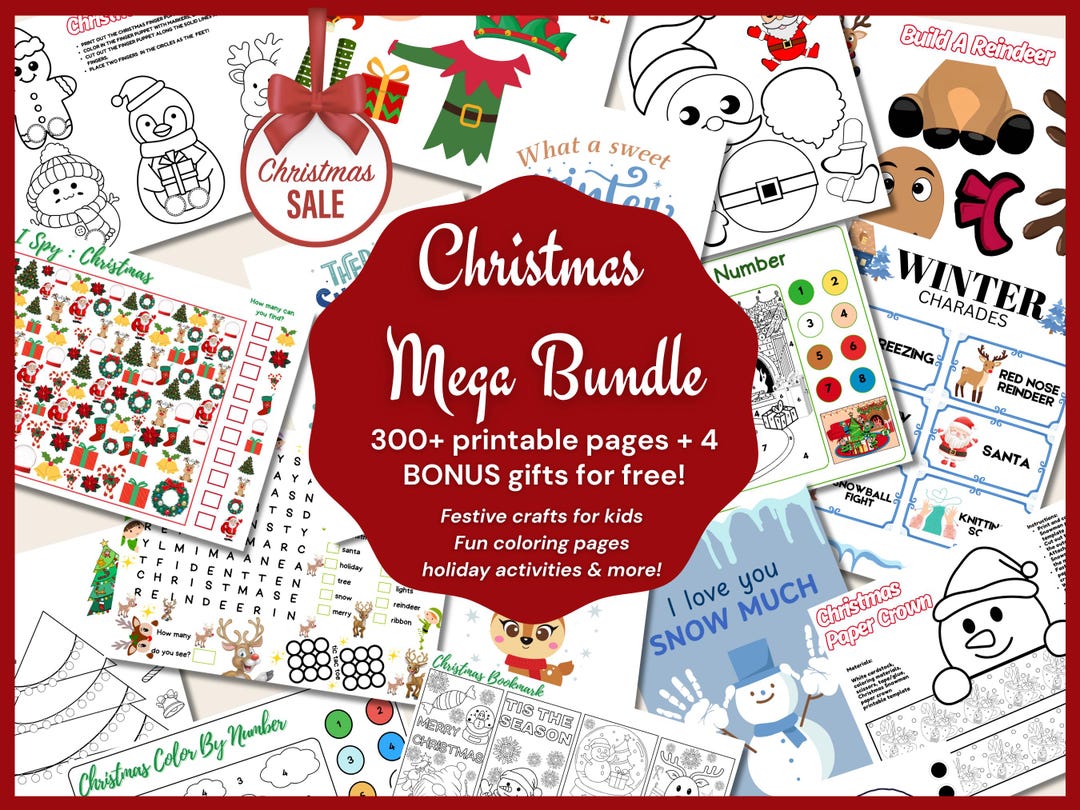 Christmas Activity & Coloring Bundle for Kids, 300+ Pages Crafts ...