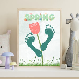 Spring Footprint Art Craft, Memory Baby Art Keepsakes, Preschool ...